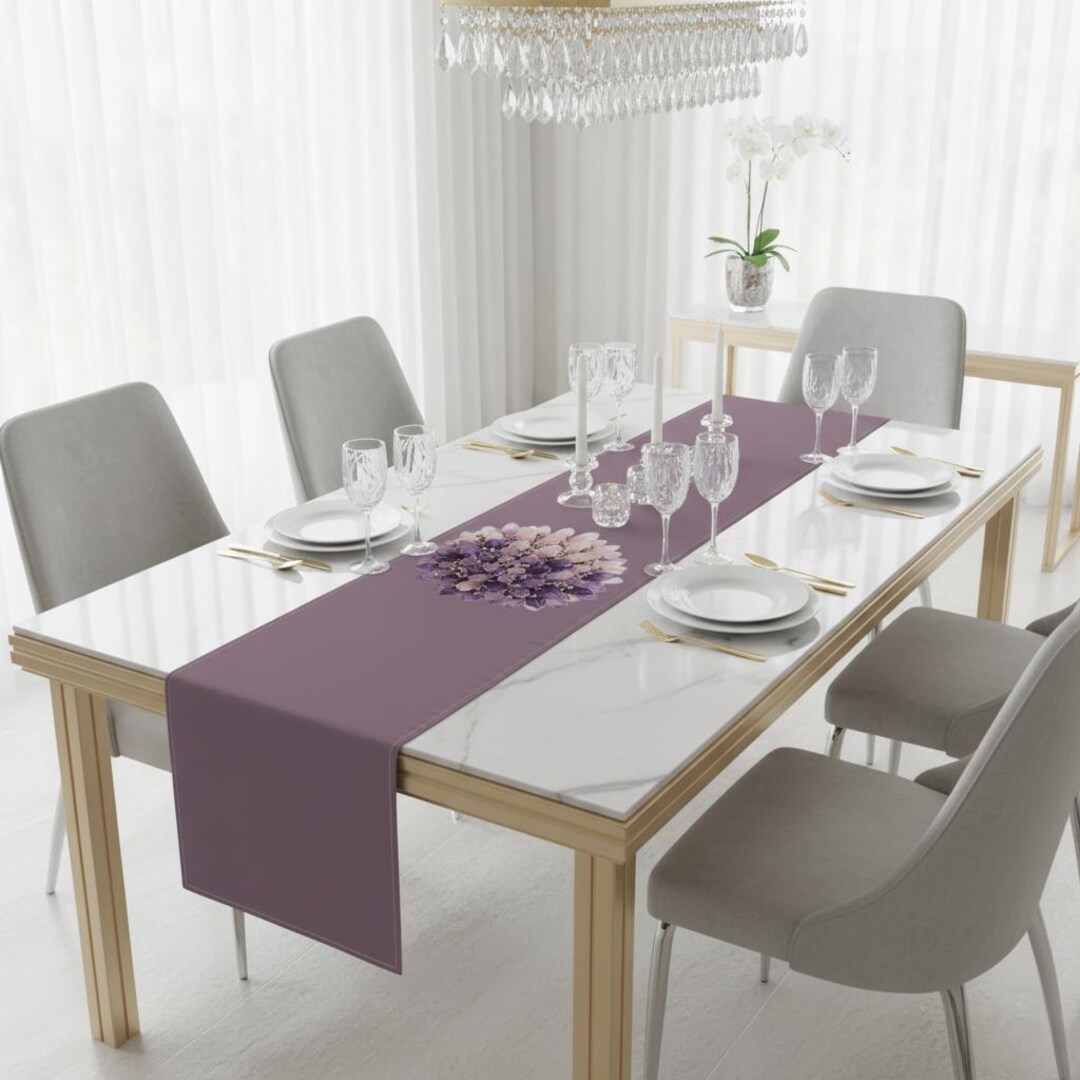 Amethyst Crystal Table Runner, Floral Gemstone Pattern, Boho Home Decor ...