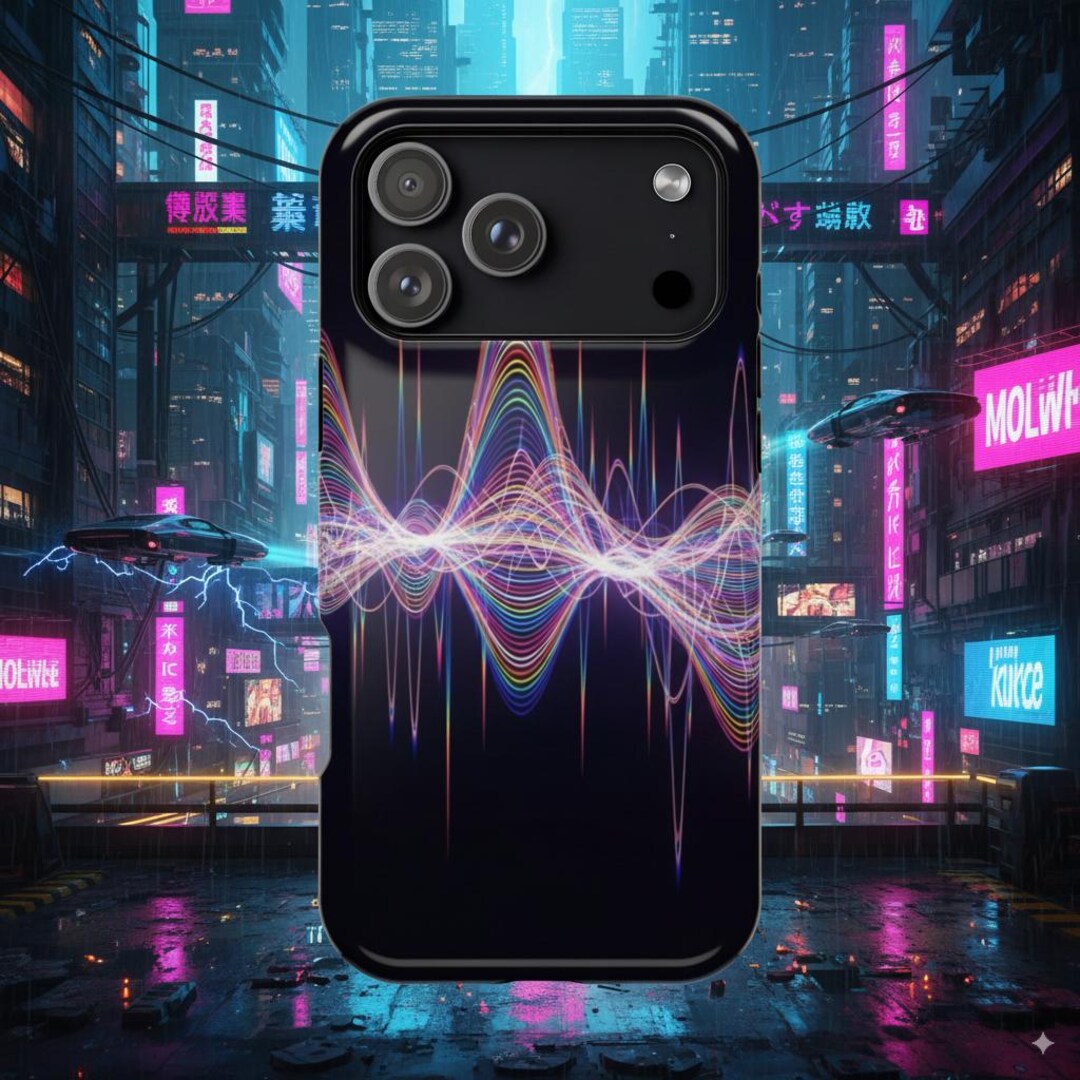 Vaporwave iPhone Case: Neon Soundwave, Magnetic, Impact-resistant - Etsy