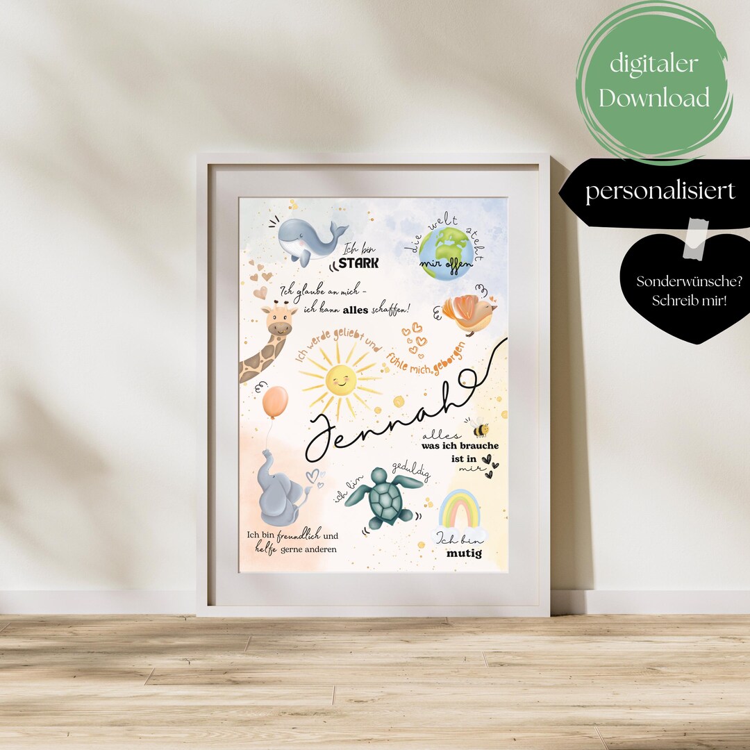 Personalized Affirmation Poster for Children | Name Poster Unisex ...