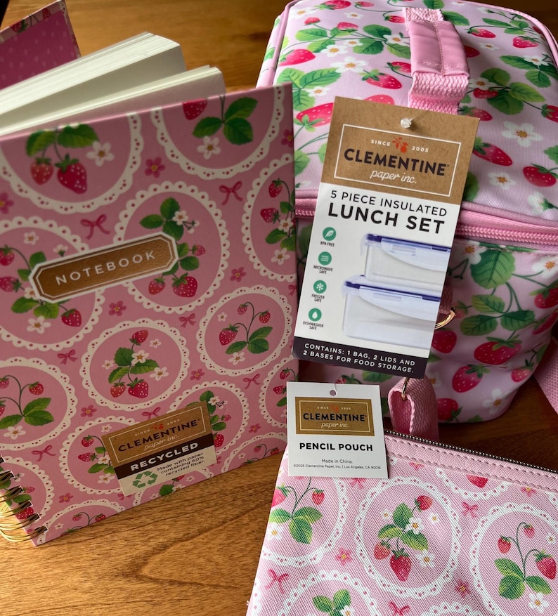 Workday Essentials Gift Set – Berry Floral Notebook & Pen – Cute Office ...