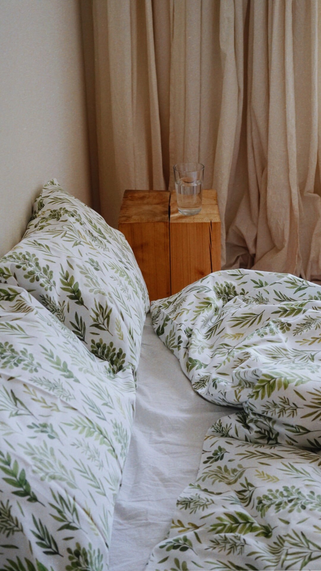 Botanical Bed Linen Set 100% Cotton Satin Duvet Cover and Pillowcases ...