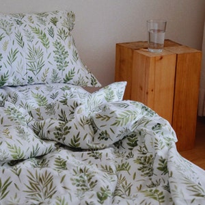 Botanical Bed Linen Set 100% Cotton Satin Duvet Cover and Pillowcases ...