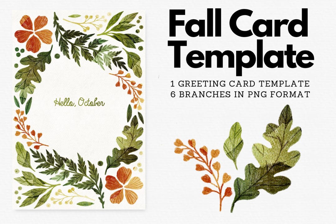 Fall Greeting Card Template Digital Download. Birthday Greeting Card ...