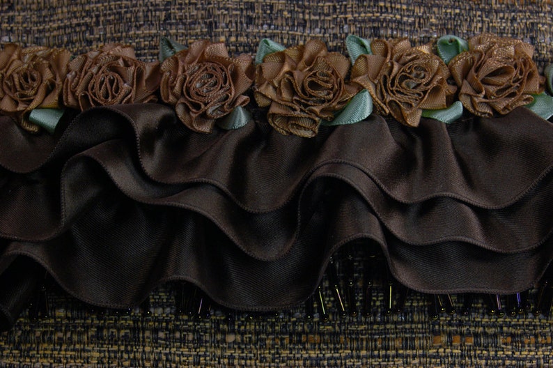 Chocolate Rose Purse With Ruffles, Beads and Rosettes - Etsy