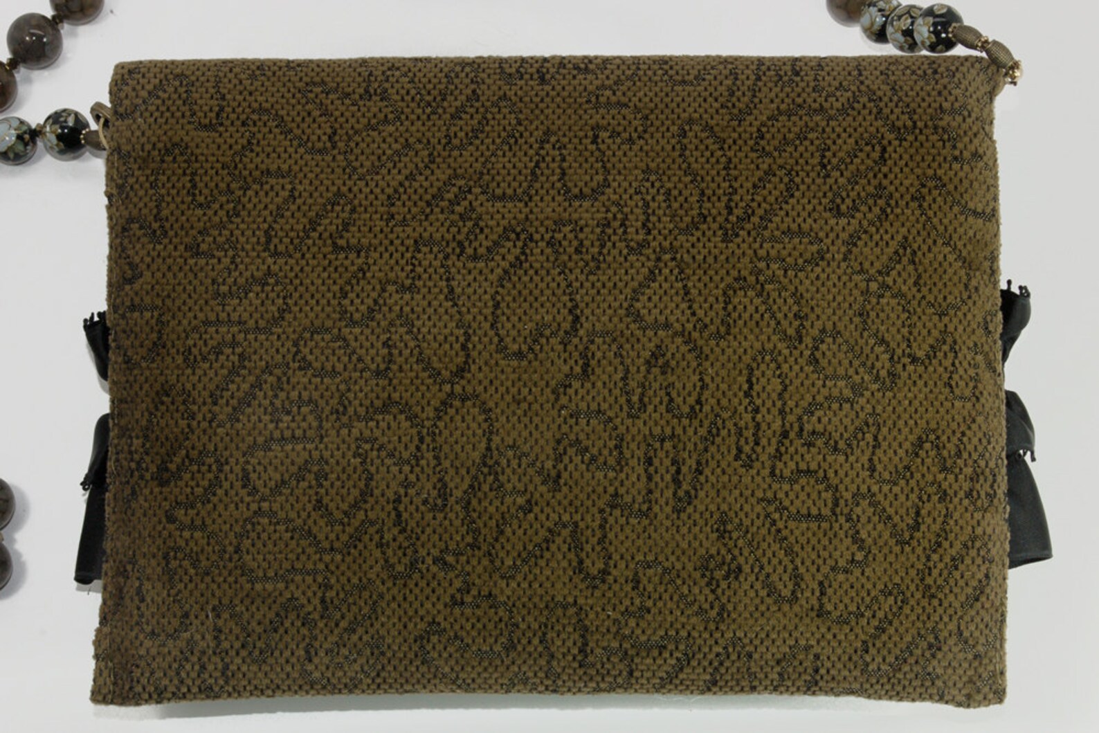 Ruffled Moss Purse in Deep Green With Black Ruffles and Beads - Etsy