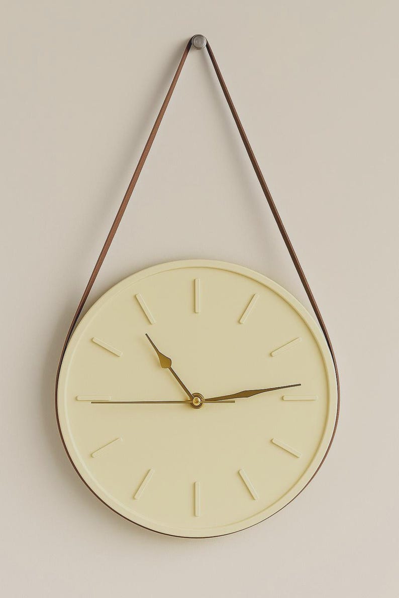 Minimalist Wall Clock With Decorative Leather Strap | Modern Design in ...