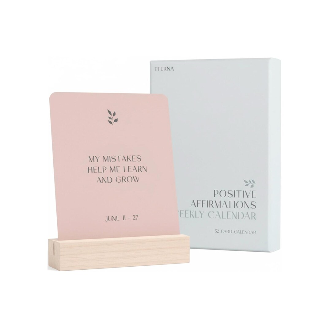 Affirmation Cards Weekly Calendar | 52 Mindfulness Cards With Wooden ...