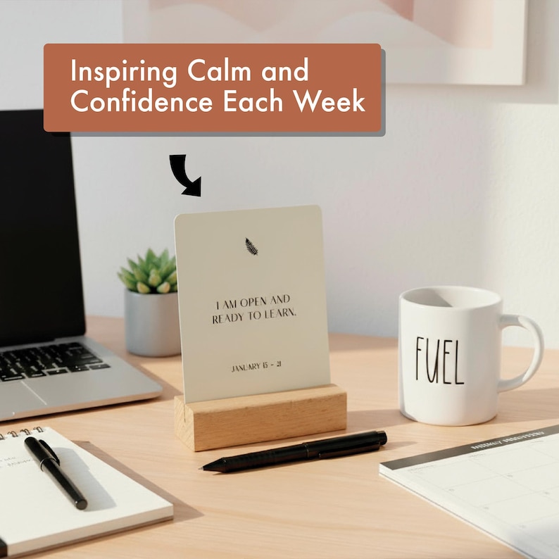 Affirmation Cards Weekly Calendar | 52 Mindfulness Cards With Wooden ...