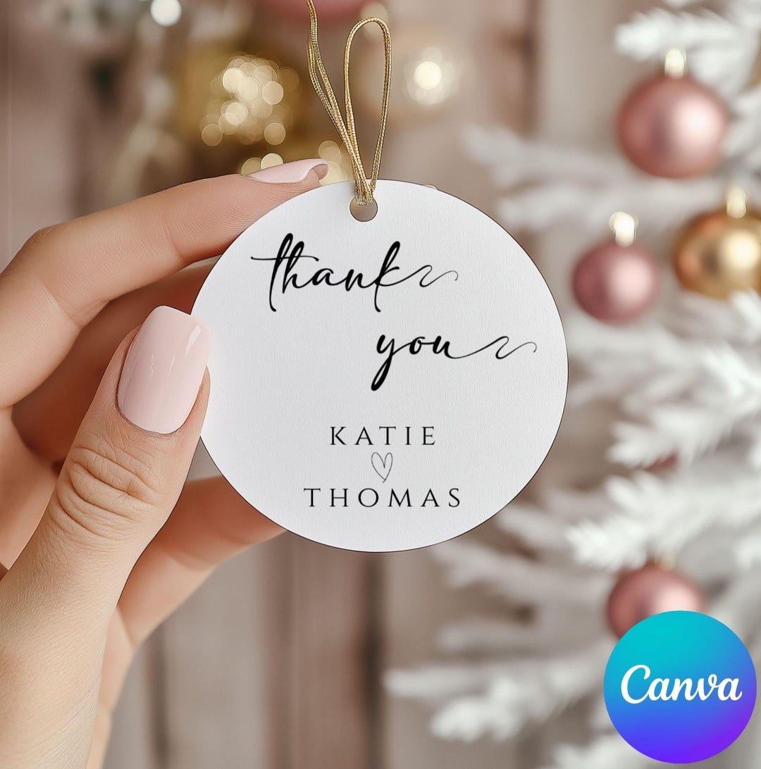Editable 2x2, 1x1 Inch Modern Minimalist Round Thank You Favor Tag ...