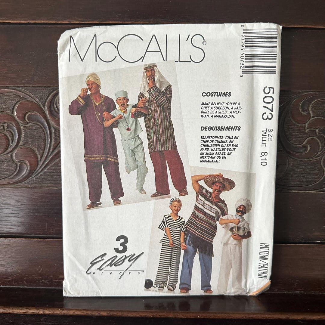 Mccall's Costumes 5073 Sewing Pattern Sizes 8,10, Small, Large - Etsy