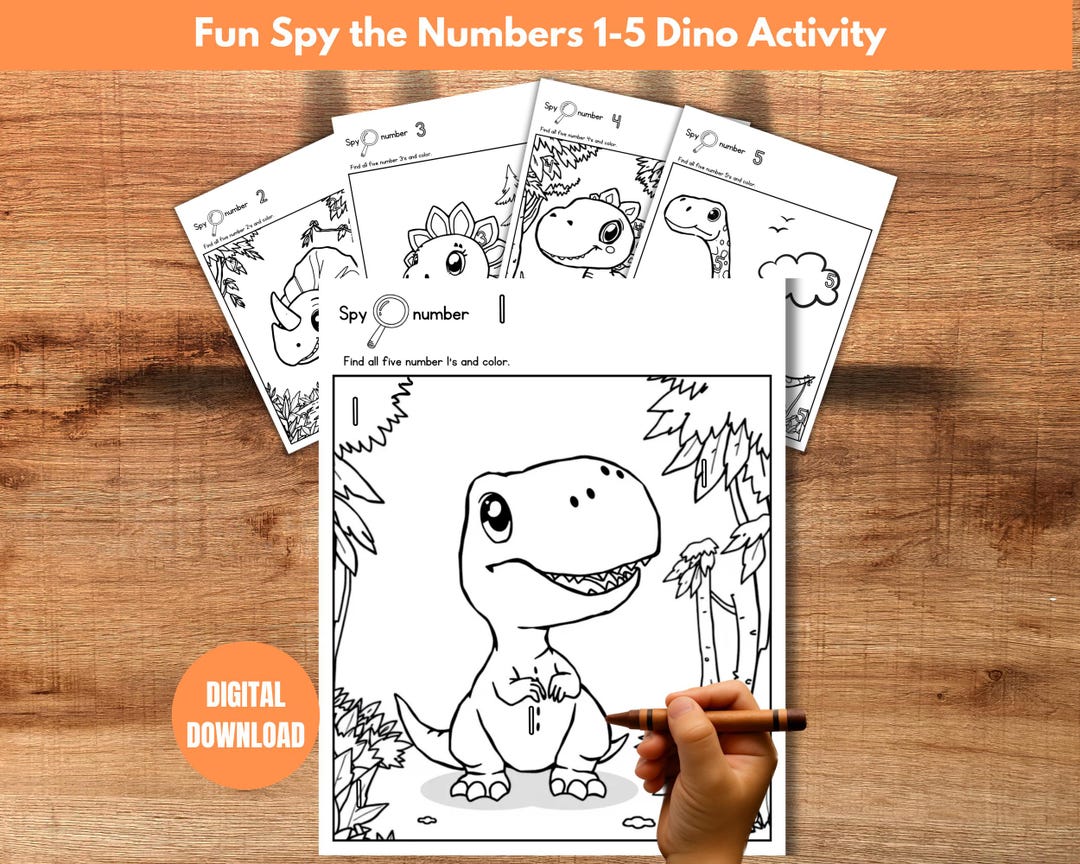 Dinosaur Number Activity Worksheets 1-5: Fun Coloring Pages (printable ...