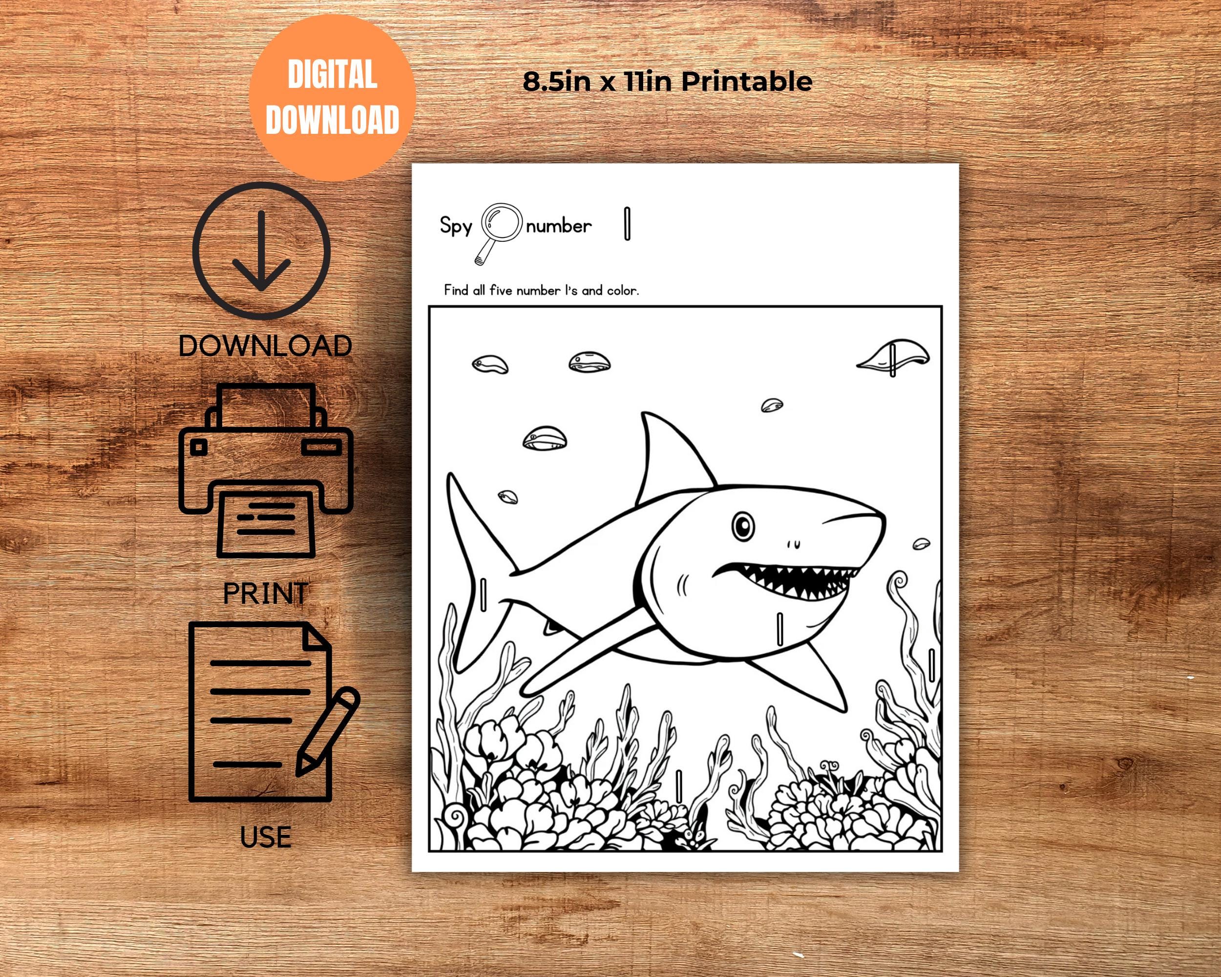 Sea Animal Number Find & Color Worksheets 1-5: Kids Activity (printable ...