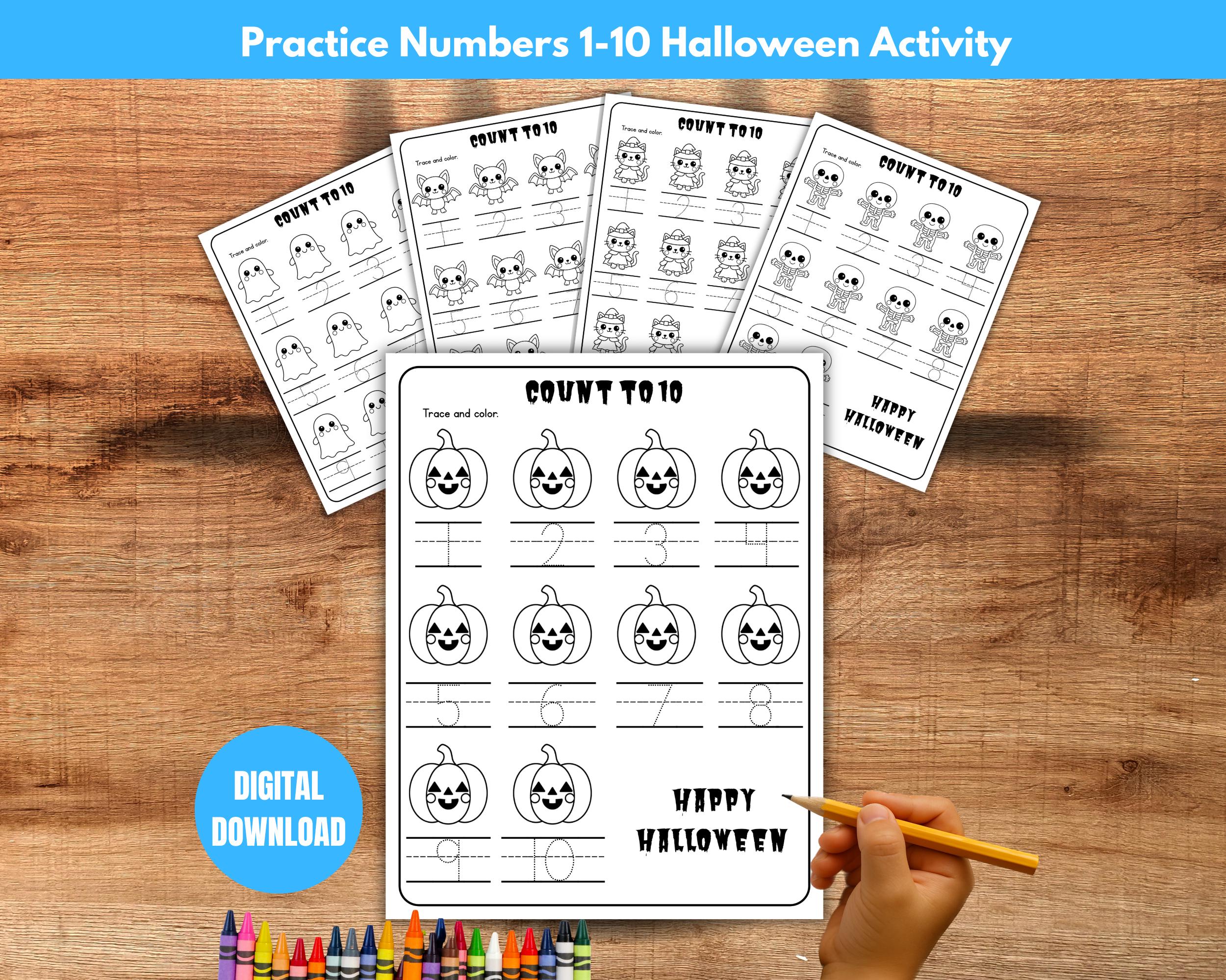 Halloween Number Tracing Worksheets: Kids Activity (digital Download ...
