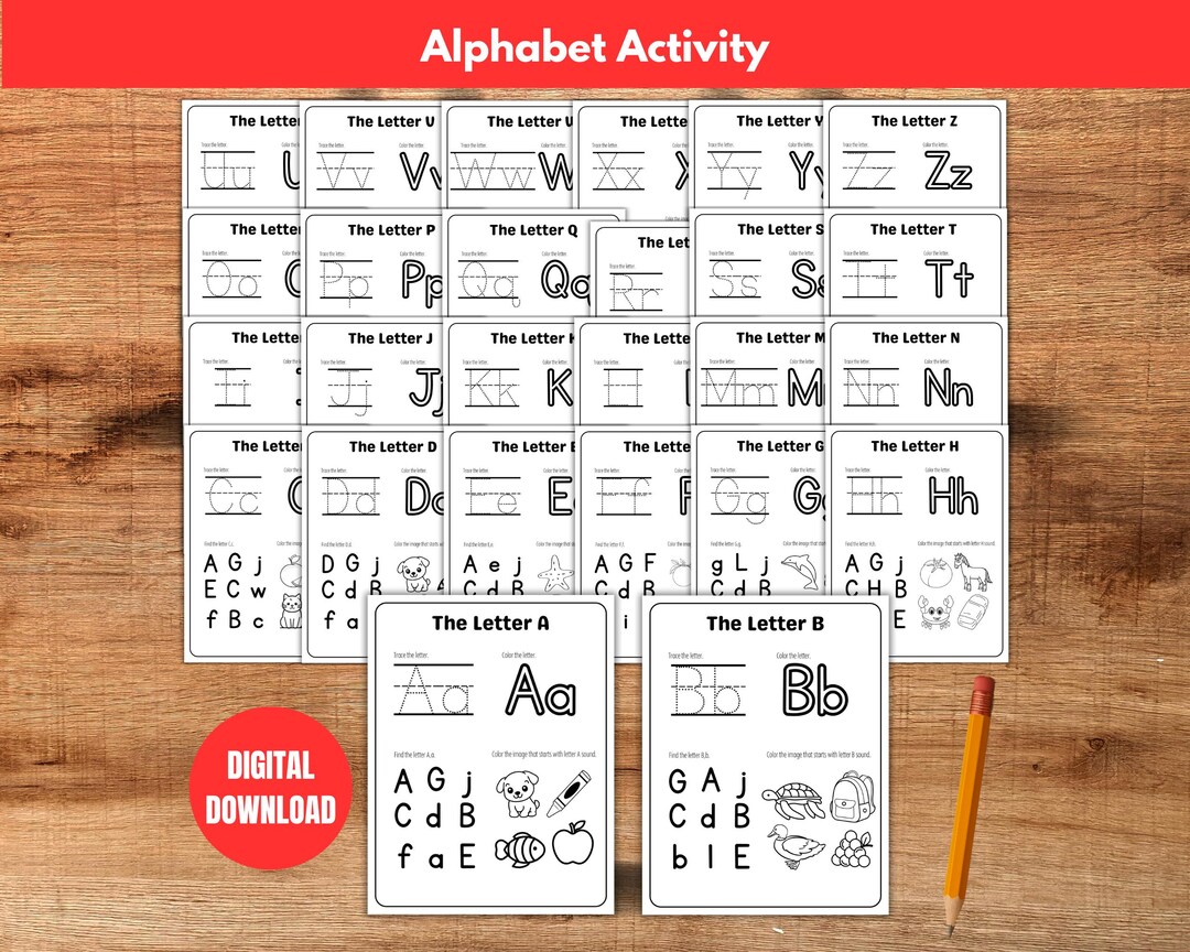 Alphabet Worksheets: Letter Activity (printable Download A-Z) - Etsy