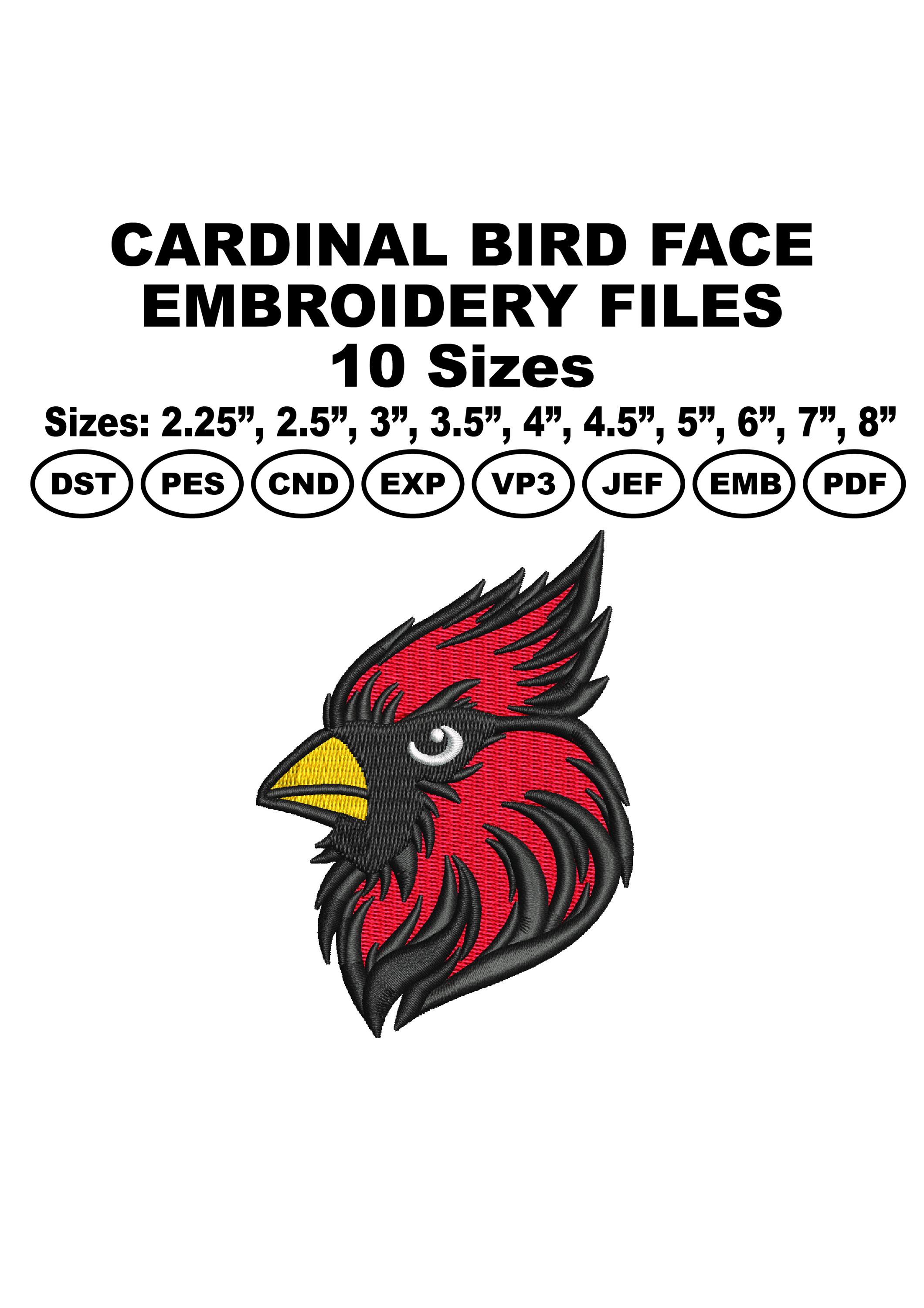 Cardinal Bird Embroidery Face Logo 10 Different Sizes - Etsy