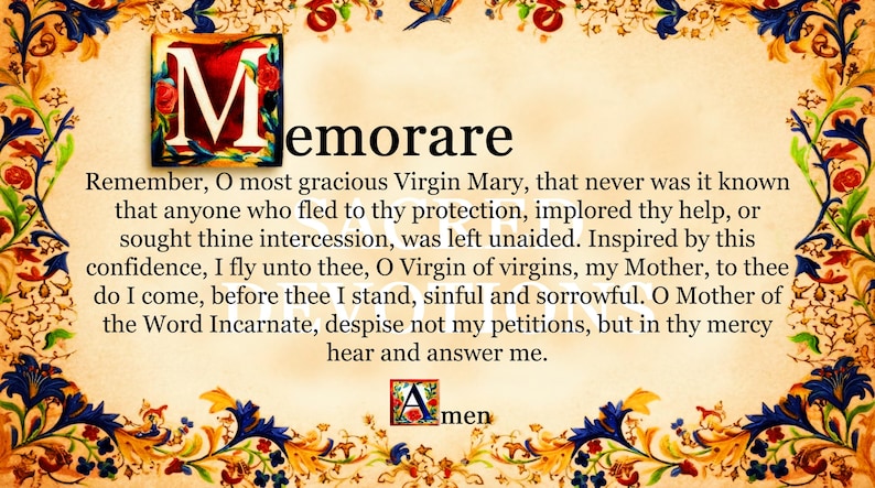 Memorare | Traditional Prayer Art Print| Christian Home Decor - Etsy