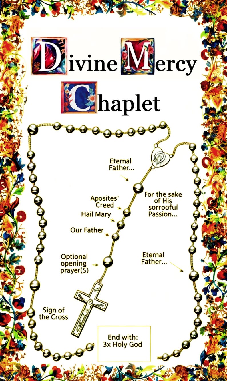 Divine Mercy Chaplet | Traditional Prayer Art Print and Prayer Card - Etsy