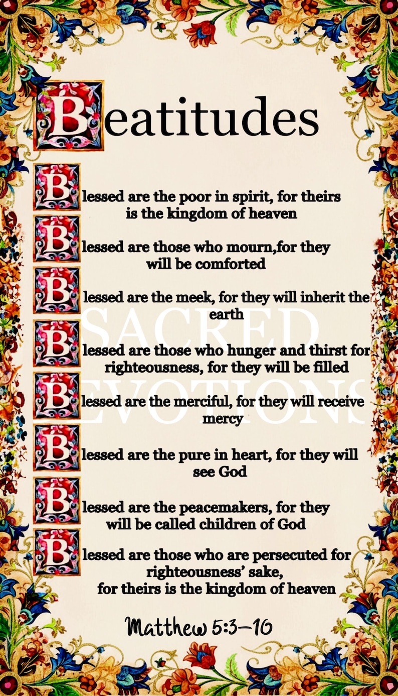 The Beatitudes | Matthew 5:3-10| Traditional Art Print| - Etsy