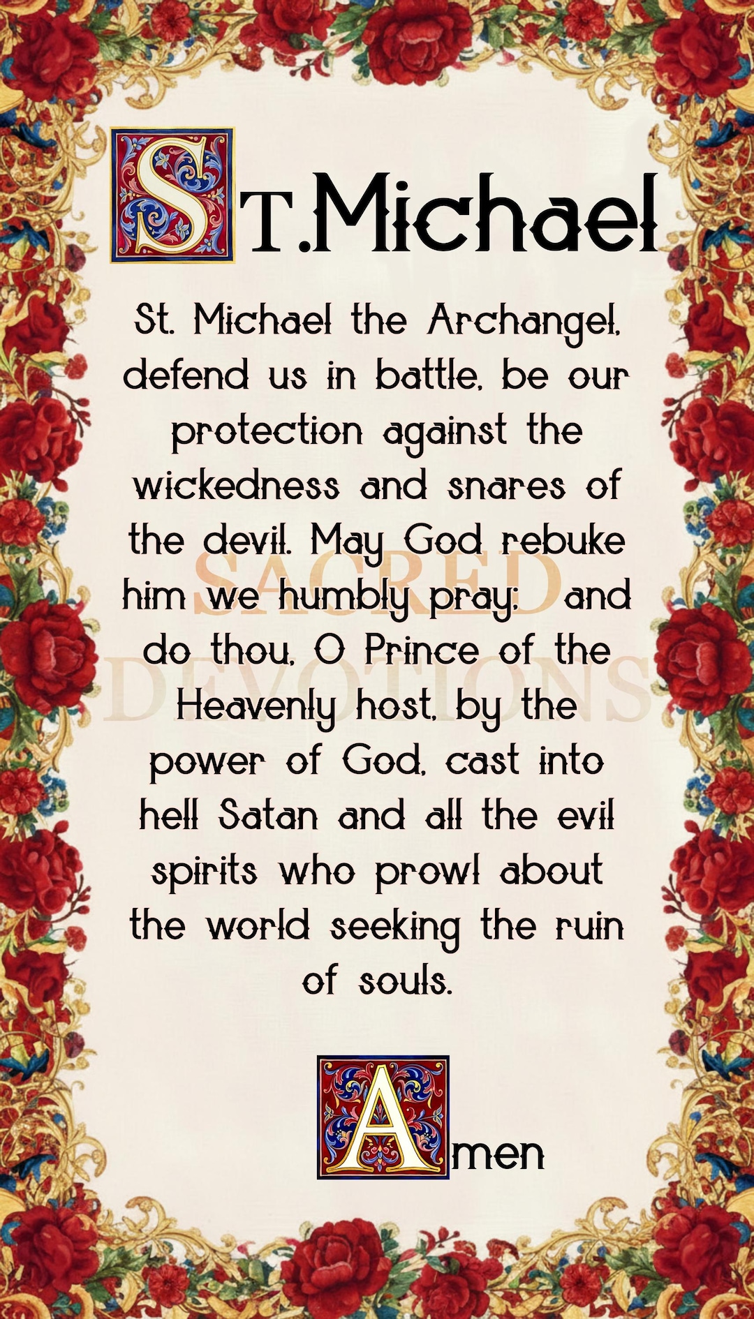 Saint Michael | Traditional Prayer Art Print| Prayer Card| Christian ...