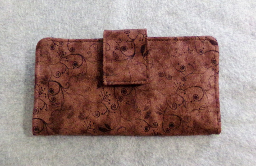 Fabric Wallet - Brown With Leaf Patterns - Etsy