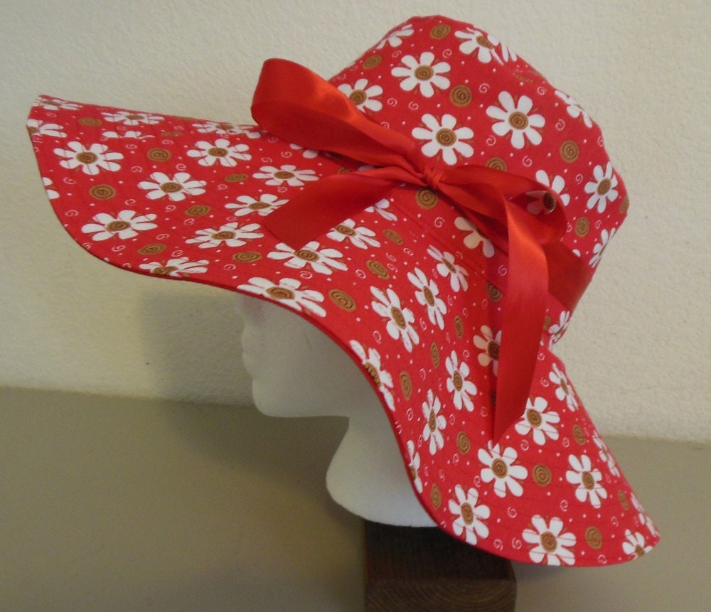 Red Floral and Swirls Sun Hat - Etsy