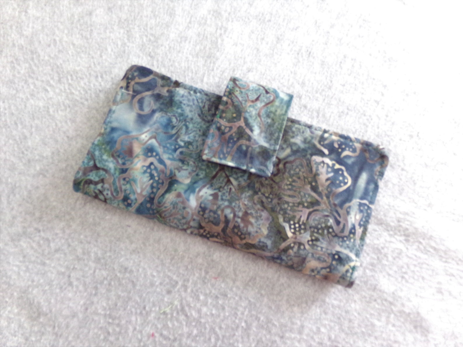 Fabric Wallet Blue Batik - Etsy
