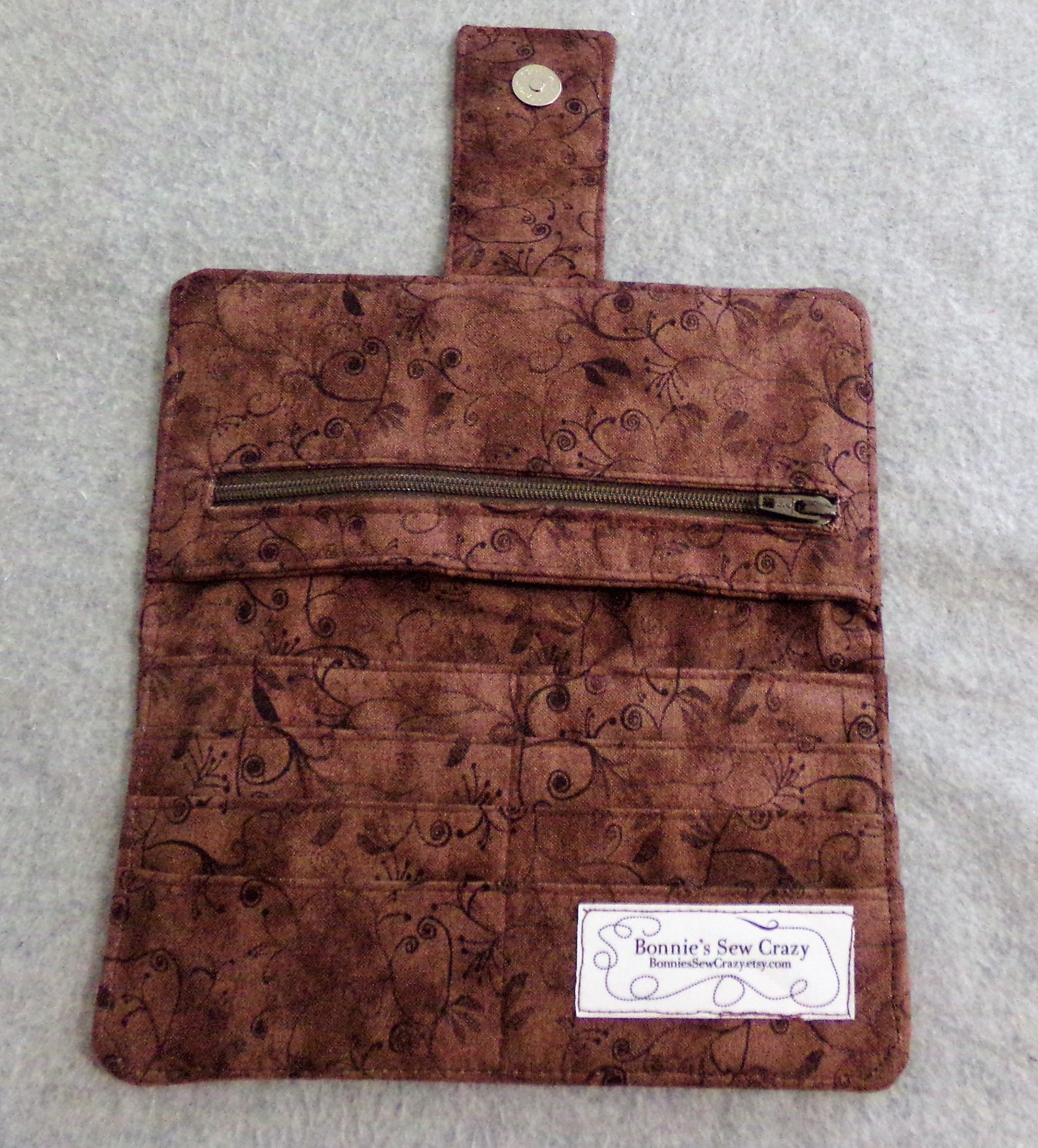 Fabric Wallet Brown With Leaf Patterns - Etsy