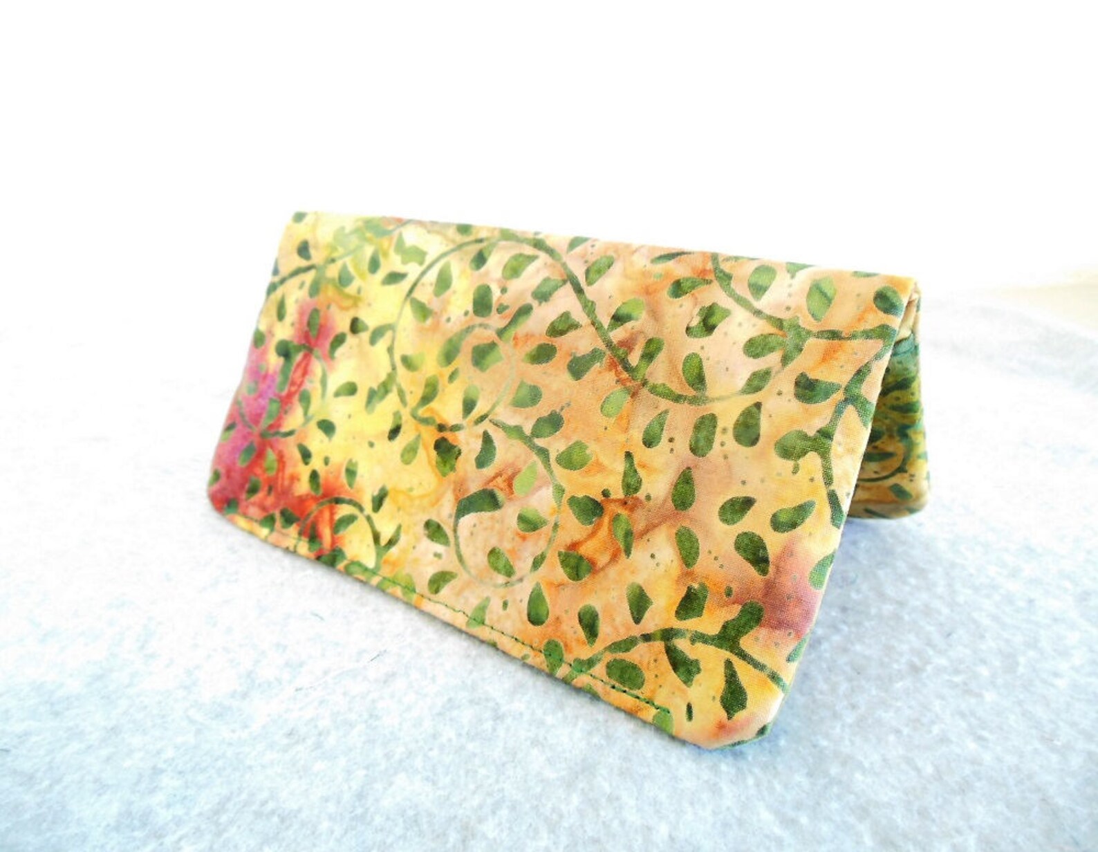 Fabric Checkbook Cover - Green Leaves Batik - Etsy