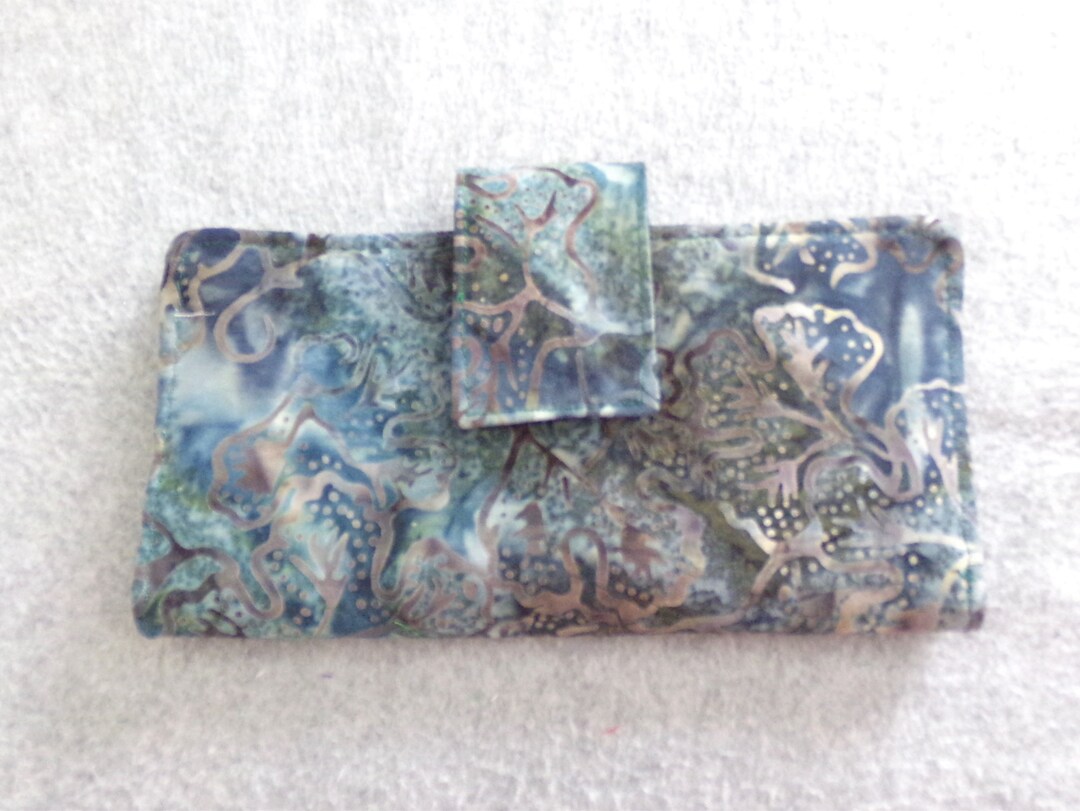 Fabric Wallet Blue Batik - Etsy