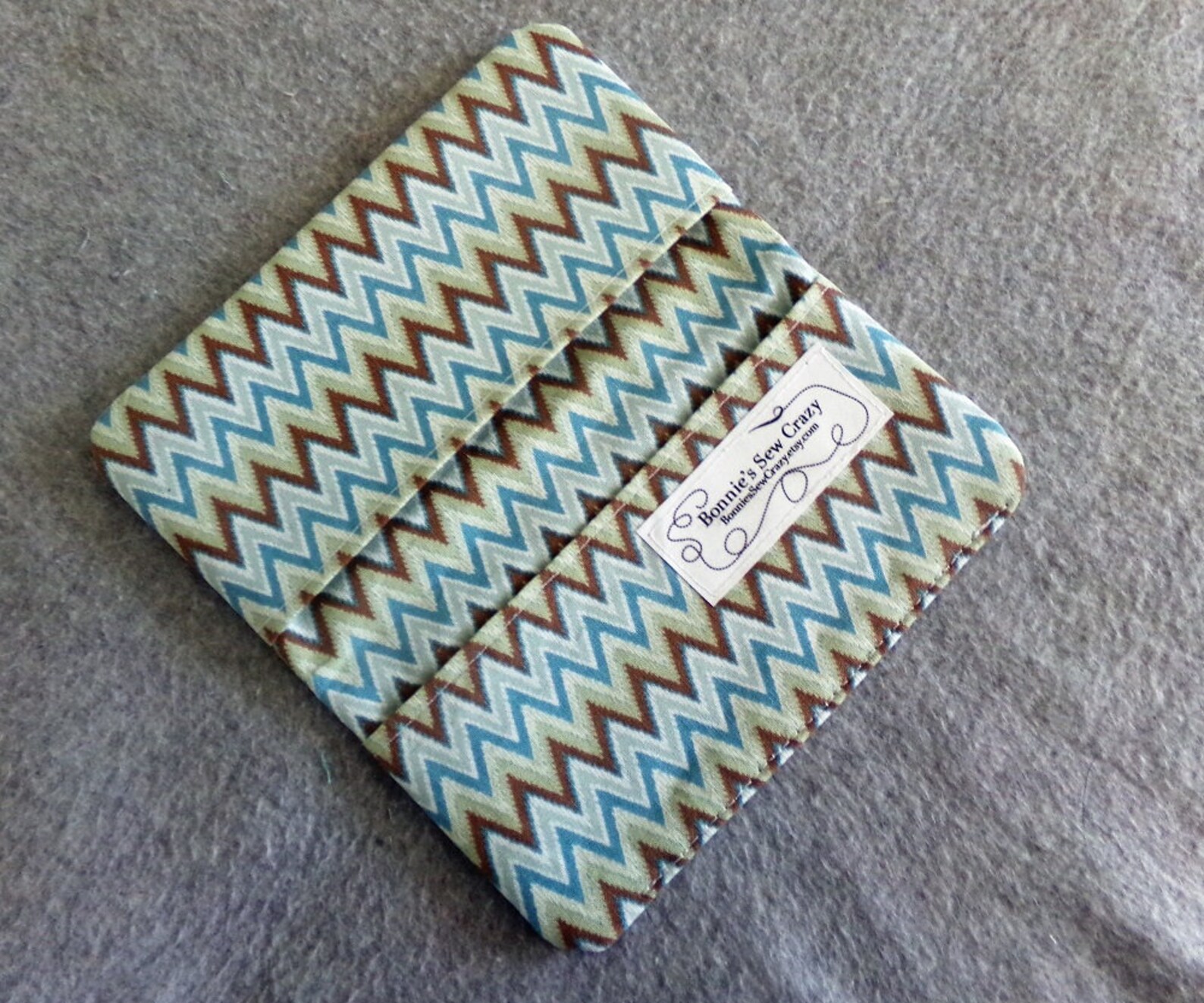 Fabric Checkbook Cover Blue and Brown Chevron - Etsy