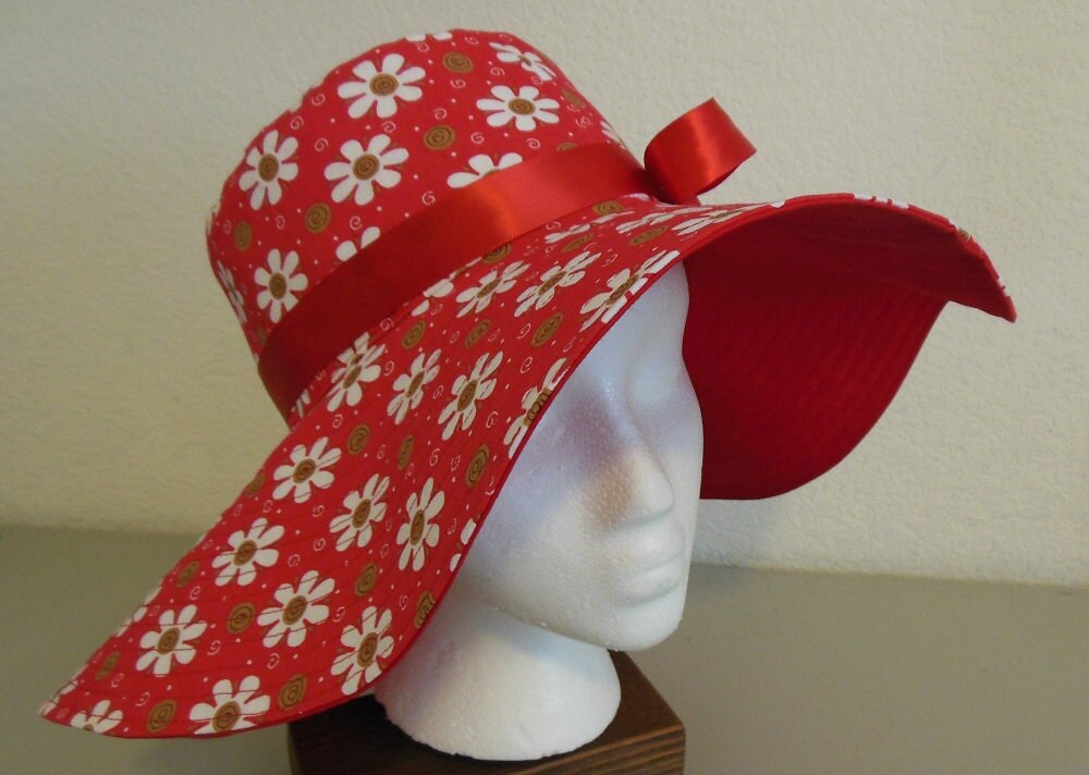 Red Floral and Swirls Sun Hat - Etsy