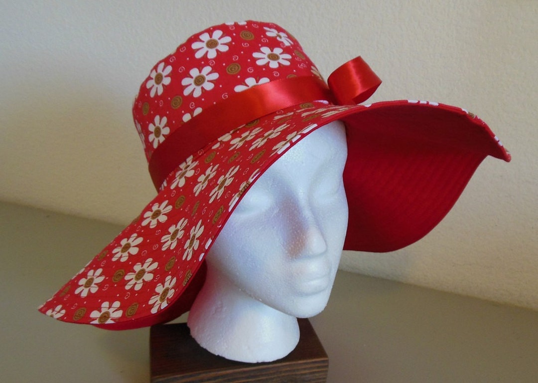 Red Floral and Swirls Sun Hat - Etsy
