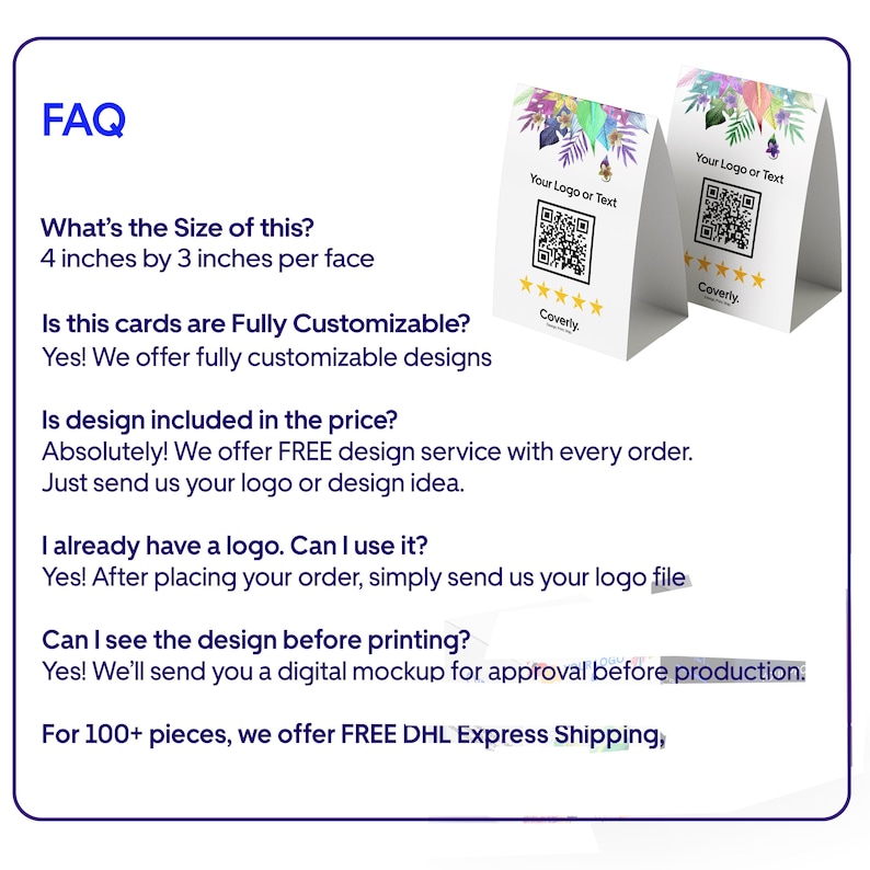 Custom QR Code Table Tent Cards Restaurant Business Marketing - Etsy