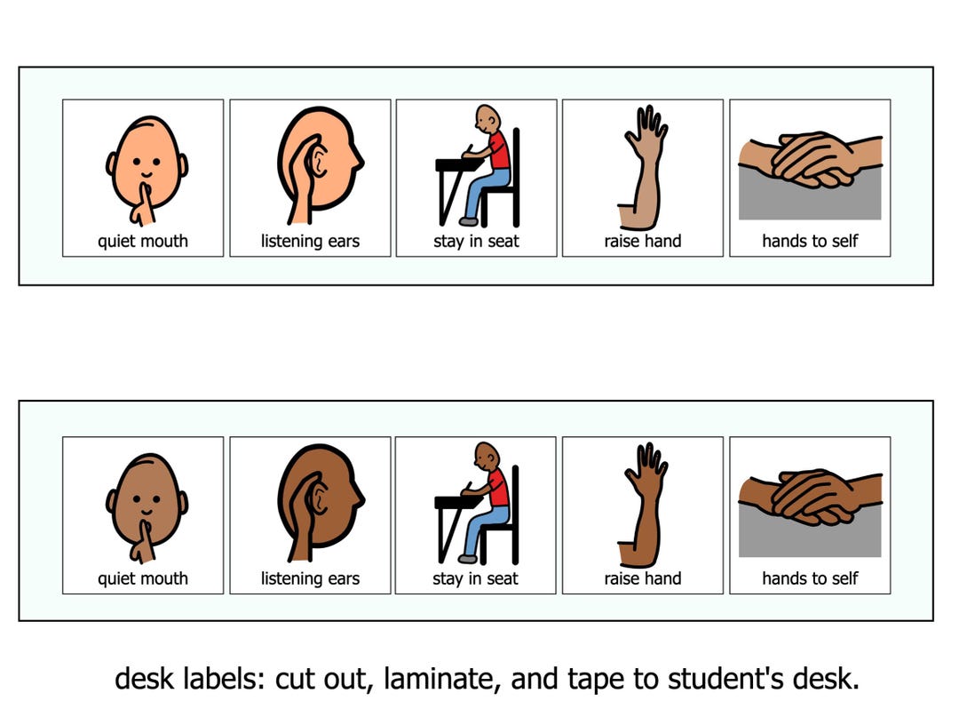 Desk Labels/token Boards - Special Education Classroom Behavior Prompts ...