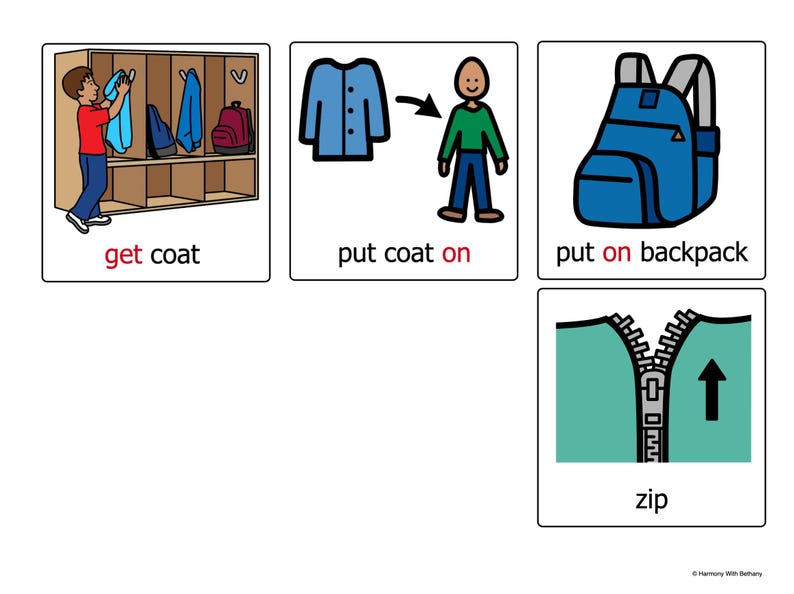 Arrival & Dismissal School Routine Visuals- Coat and Backpack (special ...