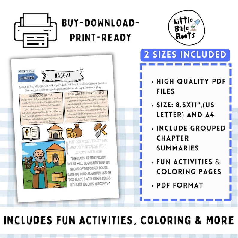 Haggai Bible Activity Kids, Haggai Bible Worksheet, Haggai Coloring ...