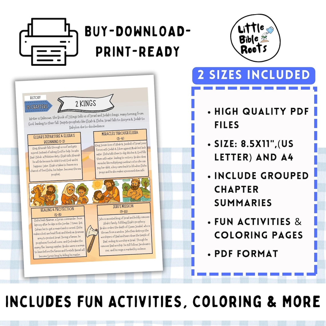2 Kings Bible Activity for Kids, Printable Coloring Pages, Fun Bible ...