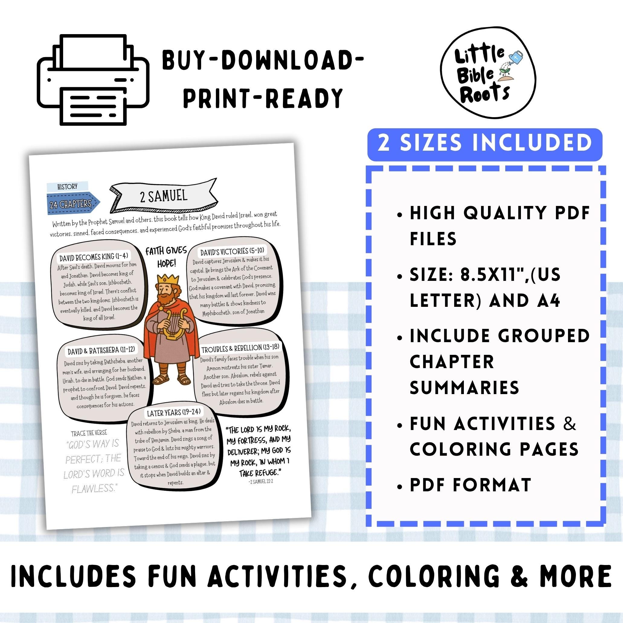 2 Samuel Bible Activity for Kids, Bible Worksheet, Coloring Page ...