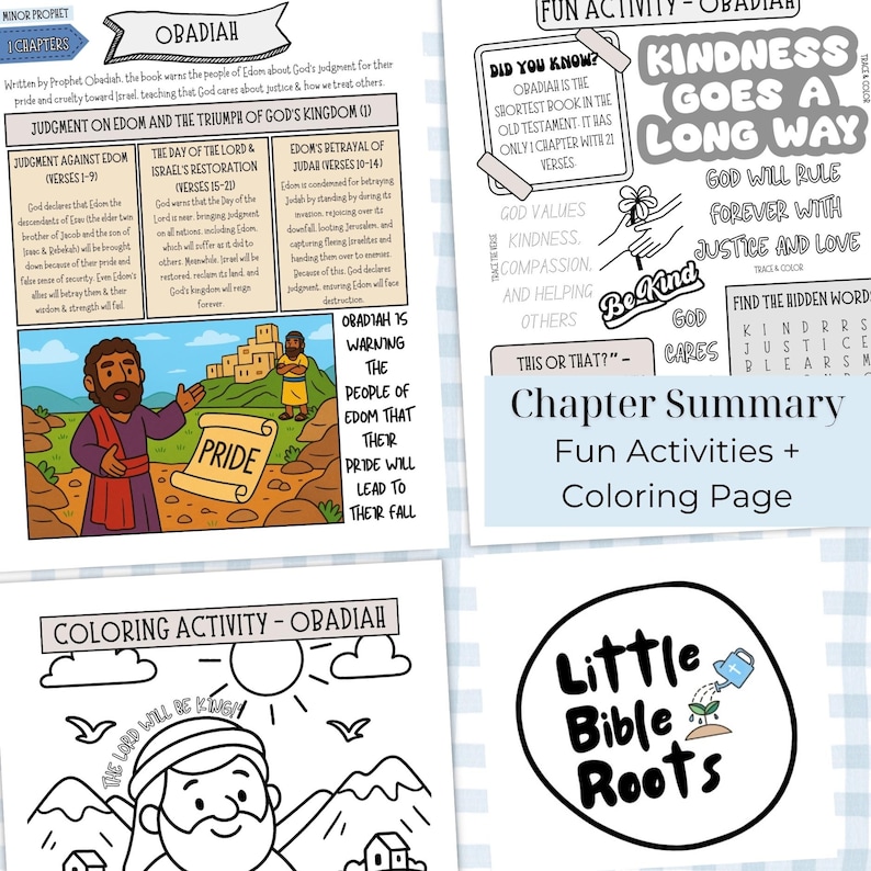 Obadiah Bible Activity Kids, Obadiah Bible Worksheet, Obadiah Coloring ...