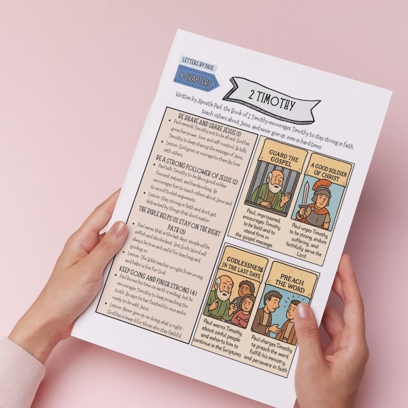 2 Timothy Bible Study PRINTABLE, Kids Activity Summary, New Testament ...