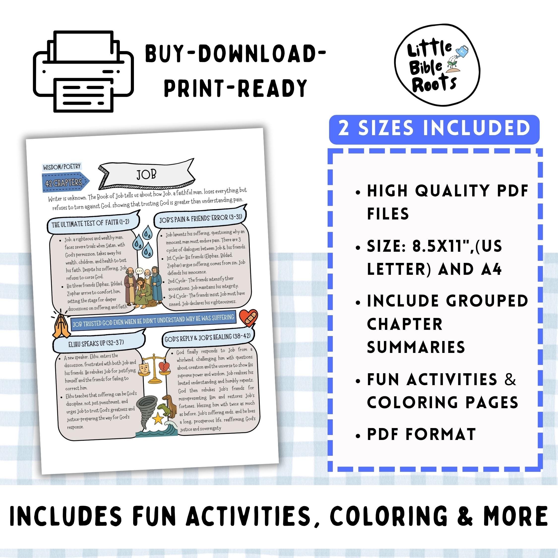 Job Bible Activity Kids, Bible Worksheet, Coloring Page, Bible Lesson ...