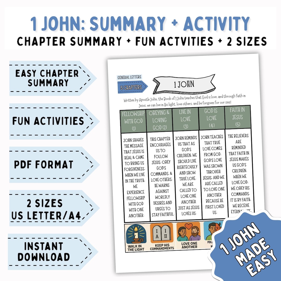 1 John Bible Book Activity, Easy Bible Study, Bible Coloring Pages, 1 ...