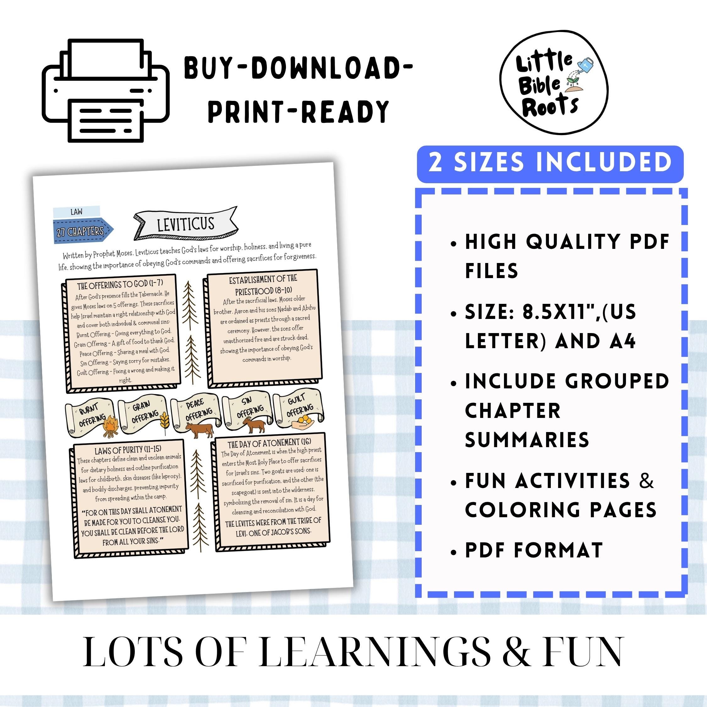 Leviticus Bible Activity Kids, Bible Printable Worksheet, Coloring Page ...