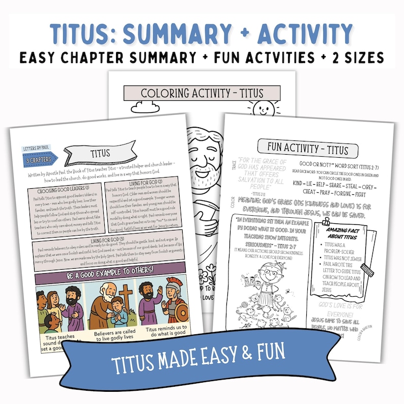 Titus Bible Activity Kids, Bible New Testament Worksheet, Coloring Page ...