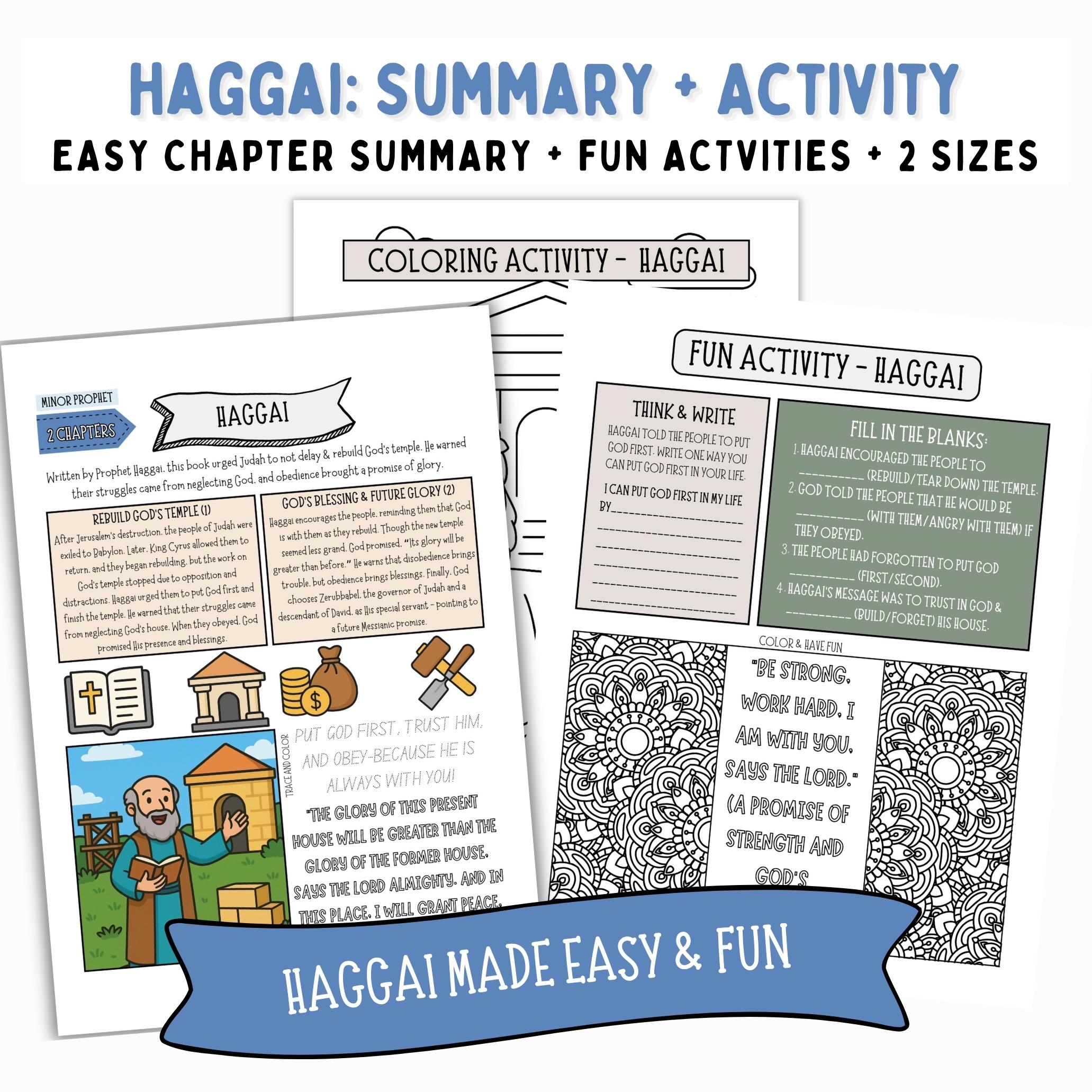 Haggai Bible Activity Kids, Haggai Bible Worksheet, Haggai Coloring ...