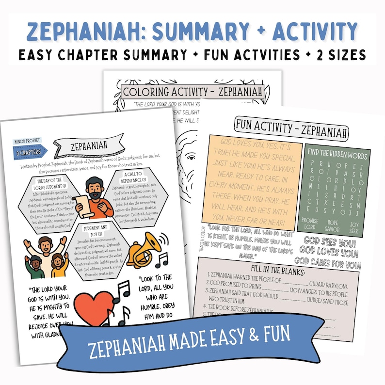 Zephaniah Bible Activity Kids, Zephaniah Bible Worksheet, Zephaniah ...