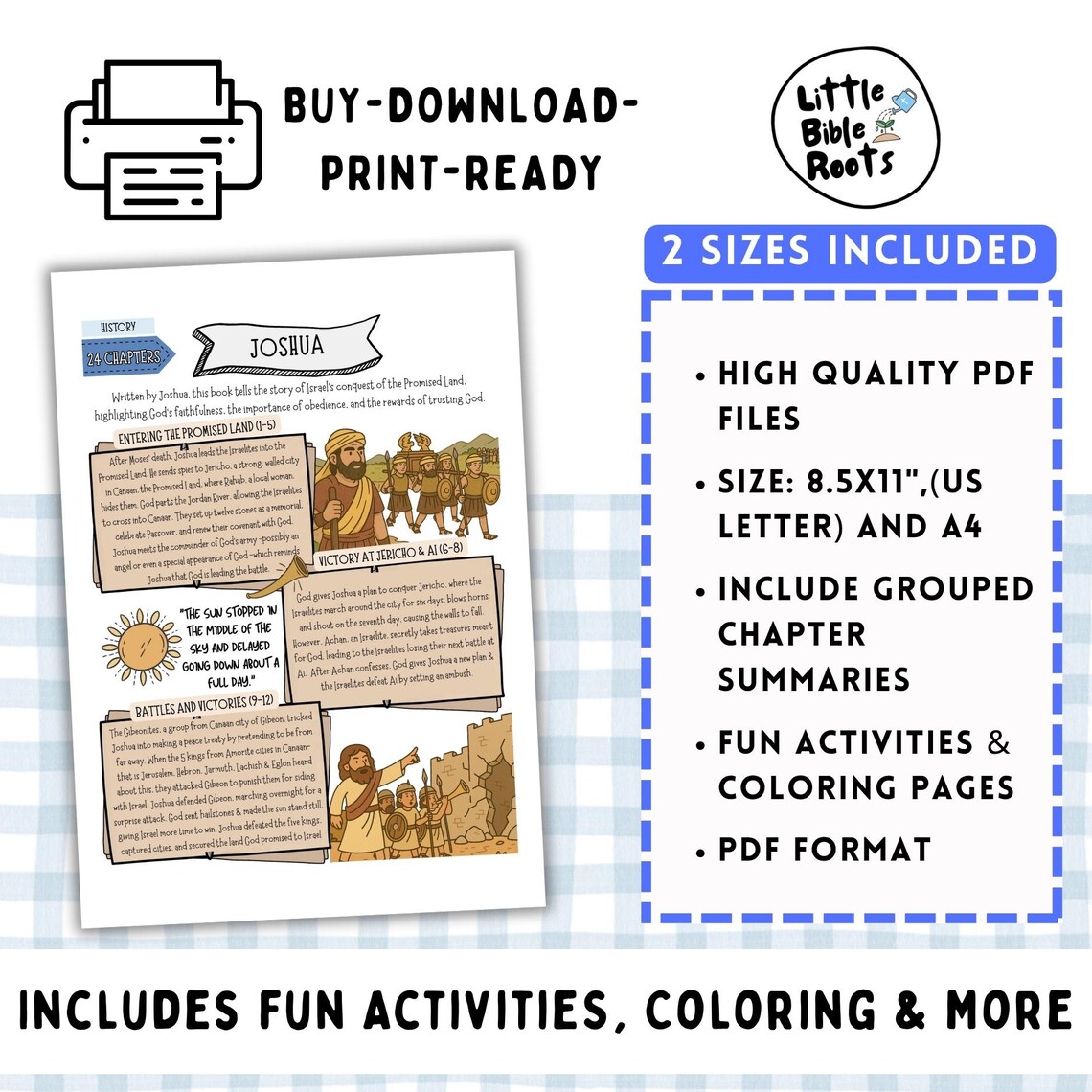 Joshua Bible Activity for Kids, Bible Worksheet, Coloring Page, Bible ...