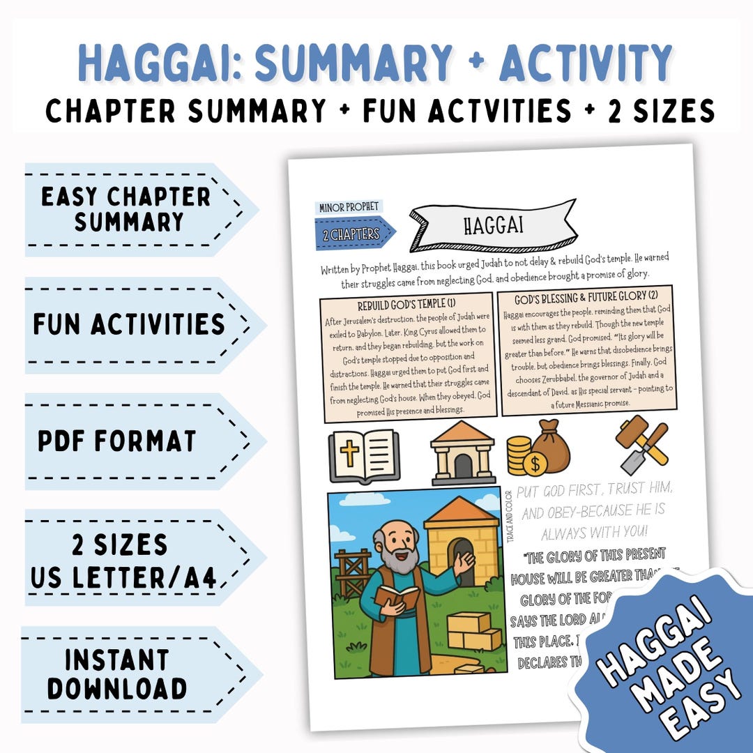 Haggai Bible Activity Kids, Haggai Bible Worksheet, Haggai Coloring Pages, Sunday School Lesson ...