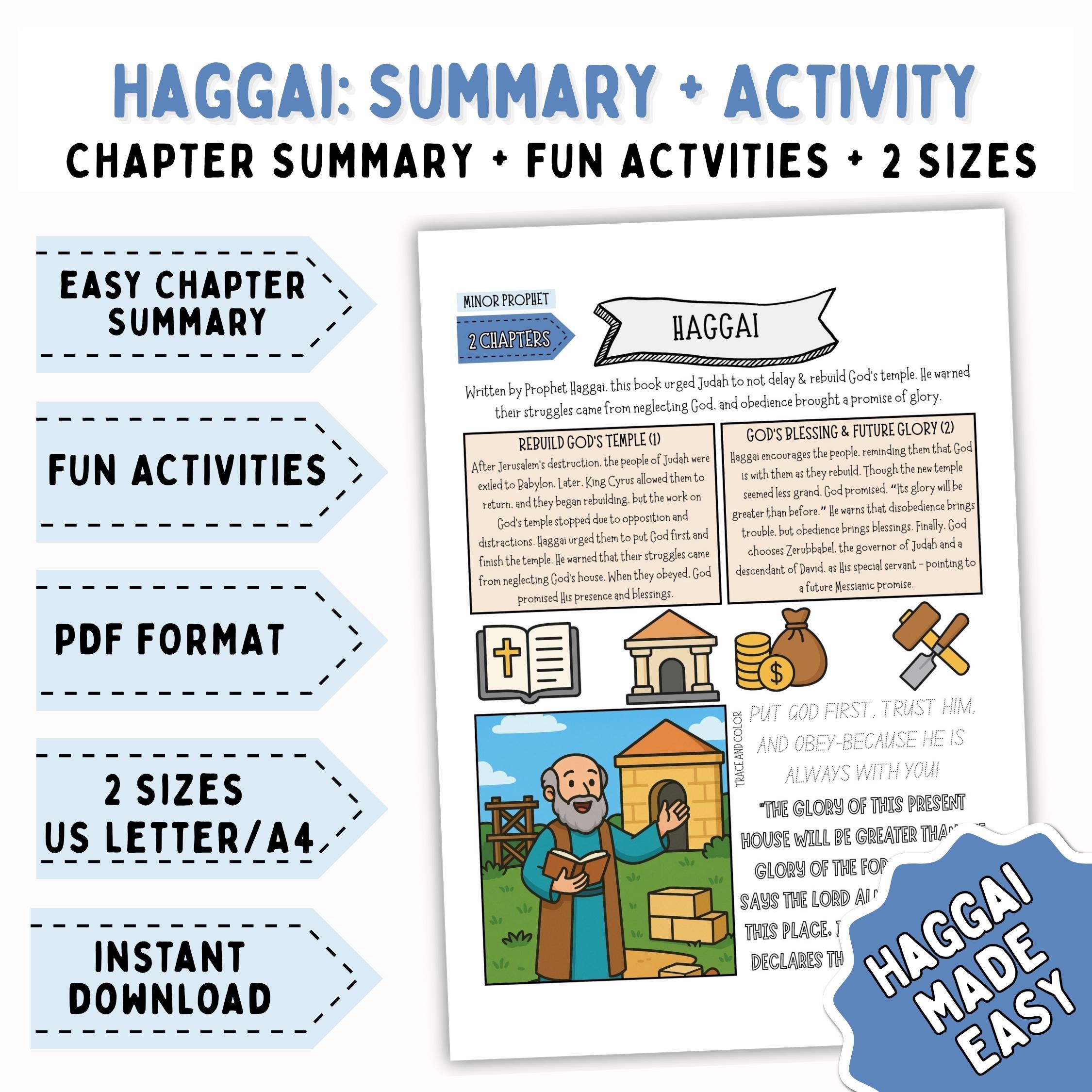 Haggai Bible Activity Kids, Haggai Bible Worksheet, Haggai Coloring ...