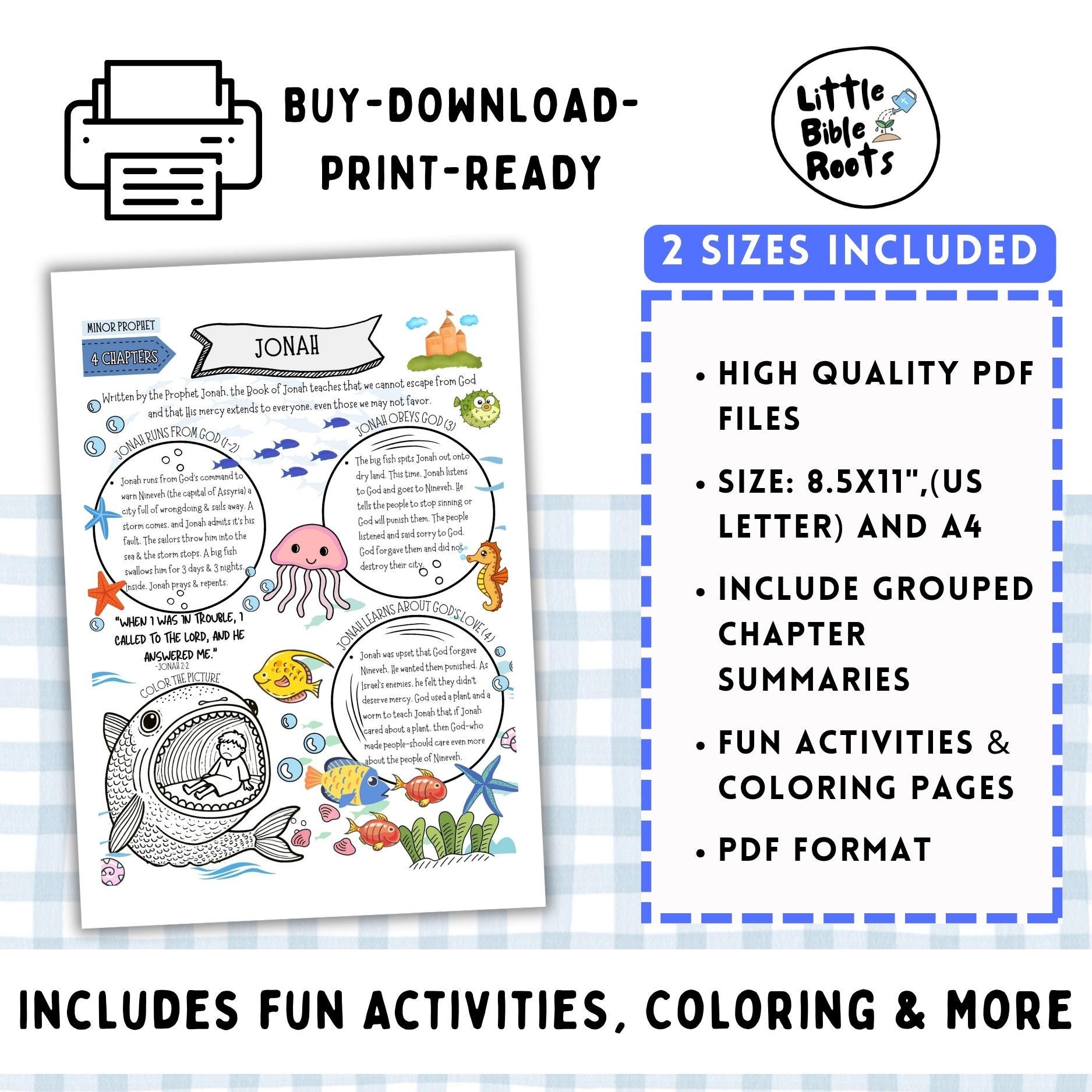 Jonah Bible Activity Kids, Jonah Bible Worksheet, Jonah Coloring Pages ...